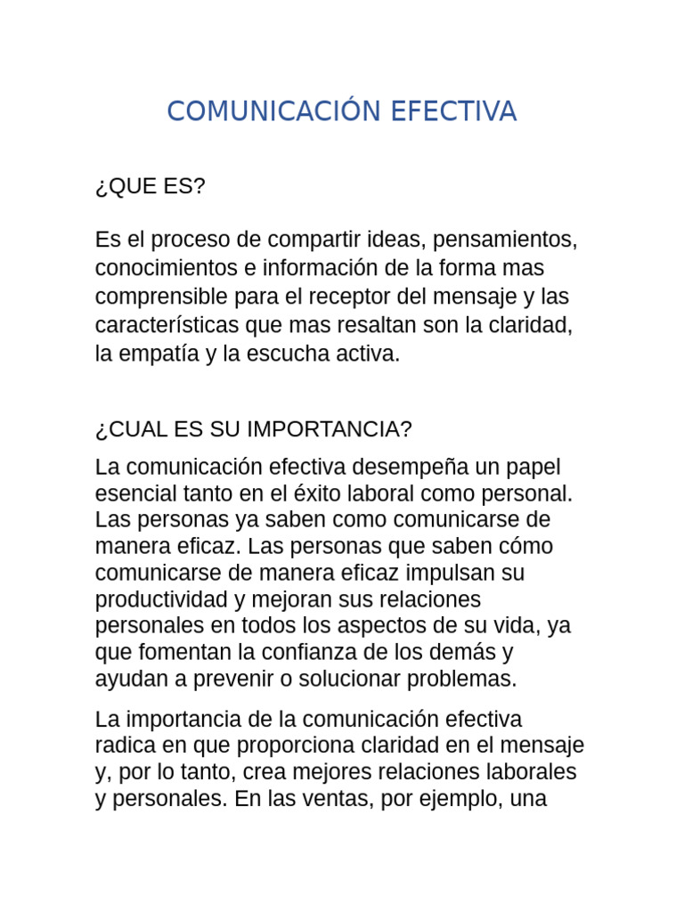 Comunicación Efectiva | PDF