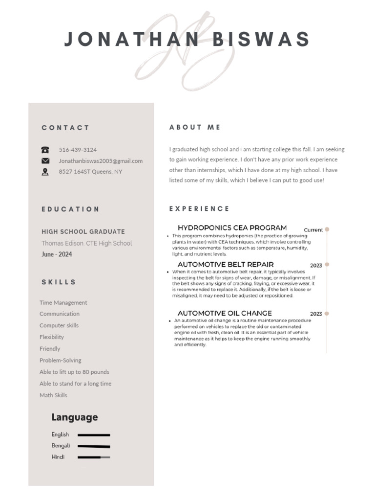 Resume - Jonathan Biswas | PDF