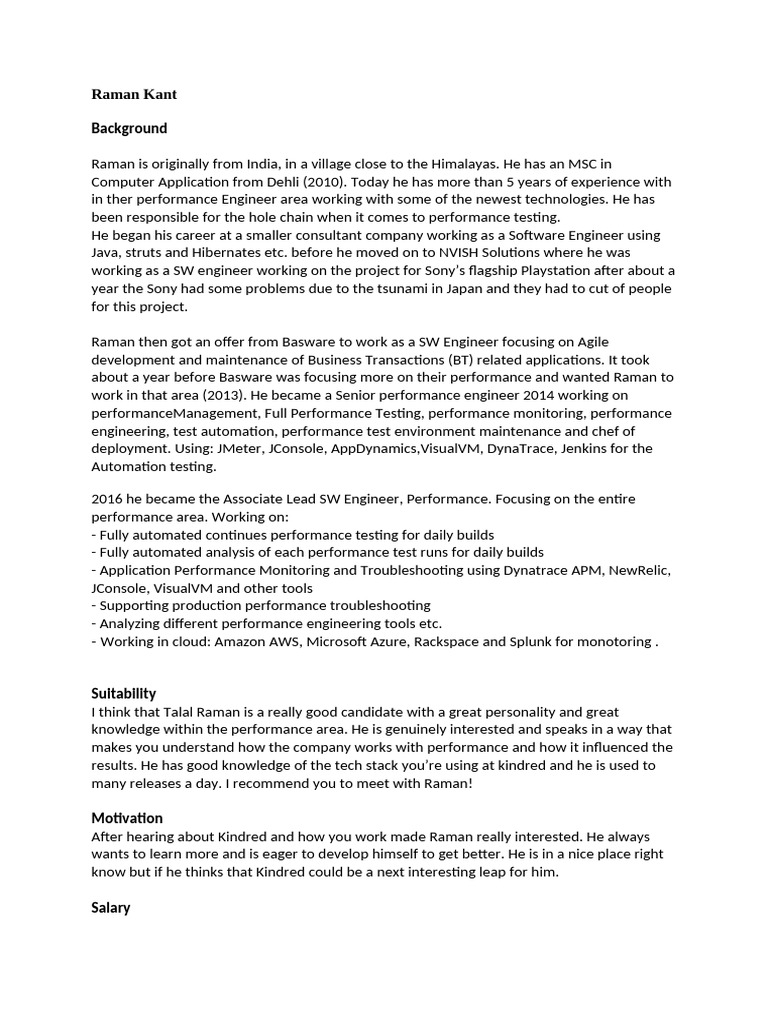 Raman Kant - Candidate Presentation | PDF