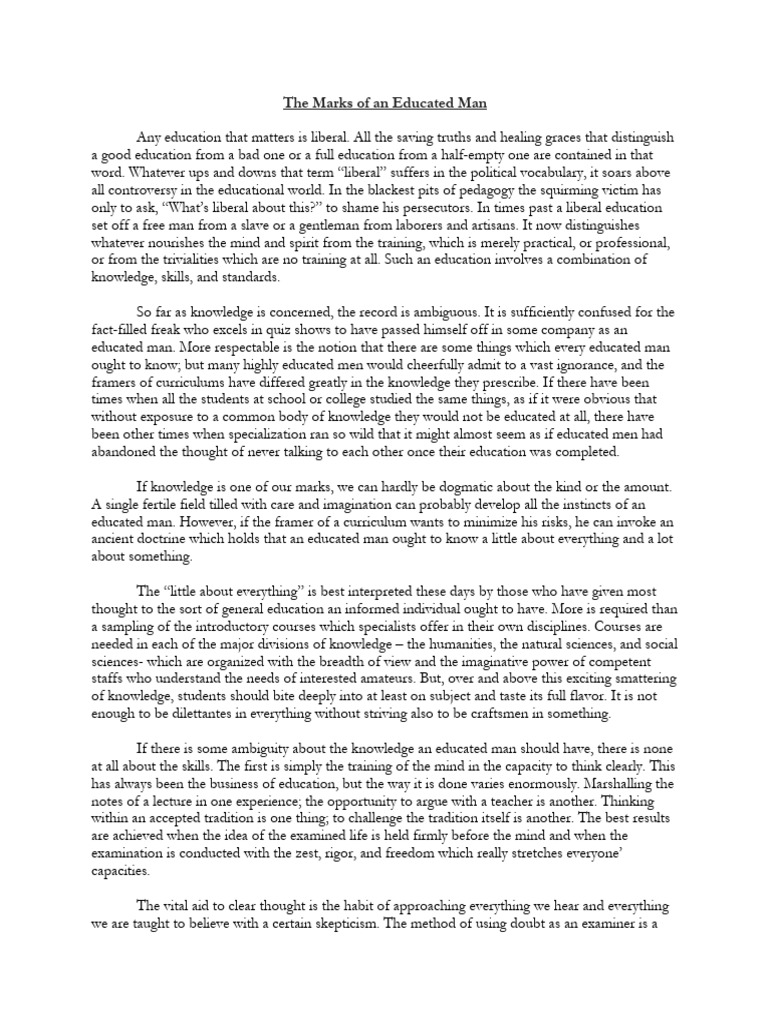 The Marks of An Educated Man | PDF