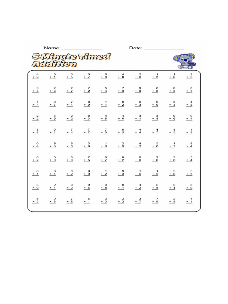 Timed Addition Test | PDF