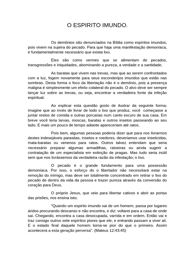 O Espirito Imundo | PDF