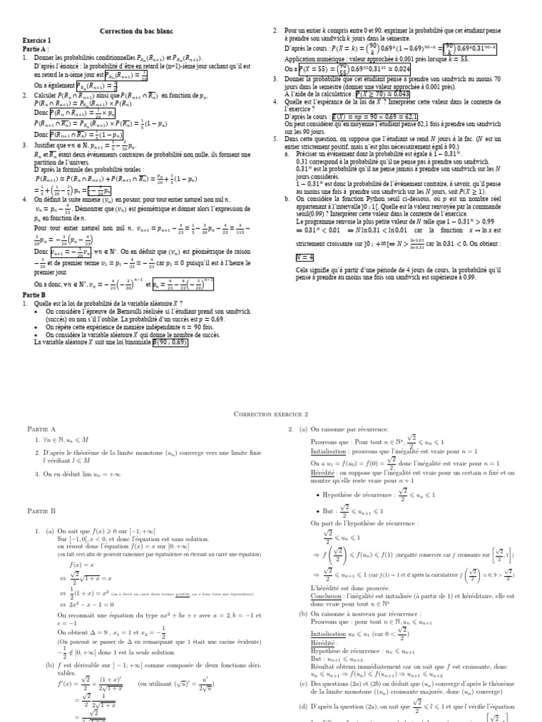 Bac Blanc 2024-Correction | PDF