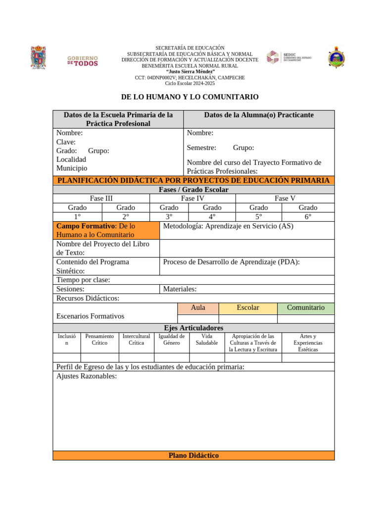 Formatos de Lo Humano y Lo Comunitario para Planificar | PDF