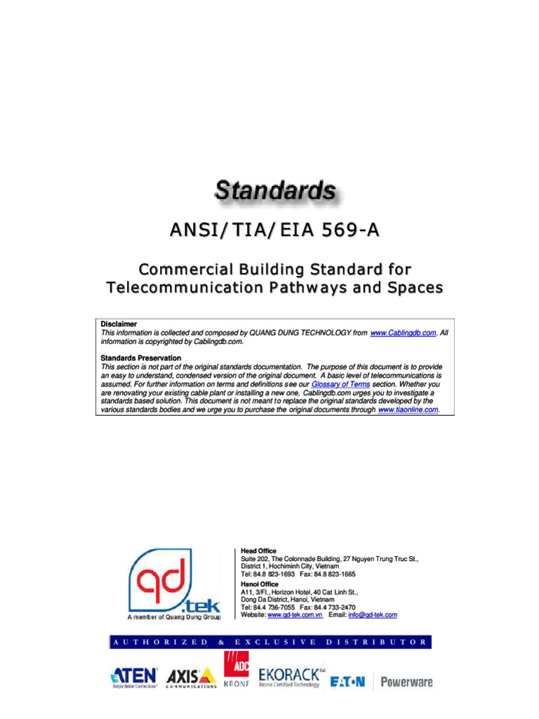 Cabling Standard Ansi Tia Eia 569 A Commercial Building Standard For ...