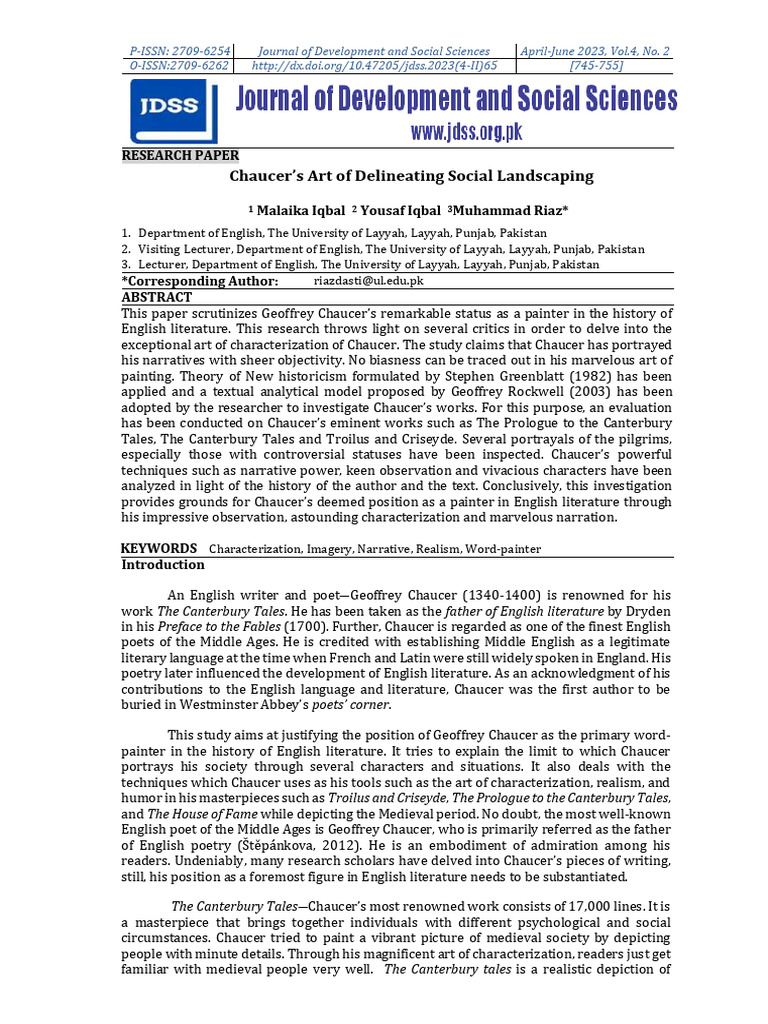 Chaucer's Art of Delineating Social Landscaping: Research Paper | PDF