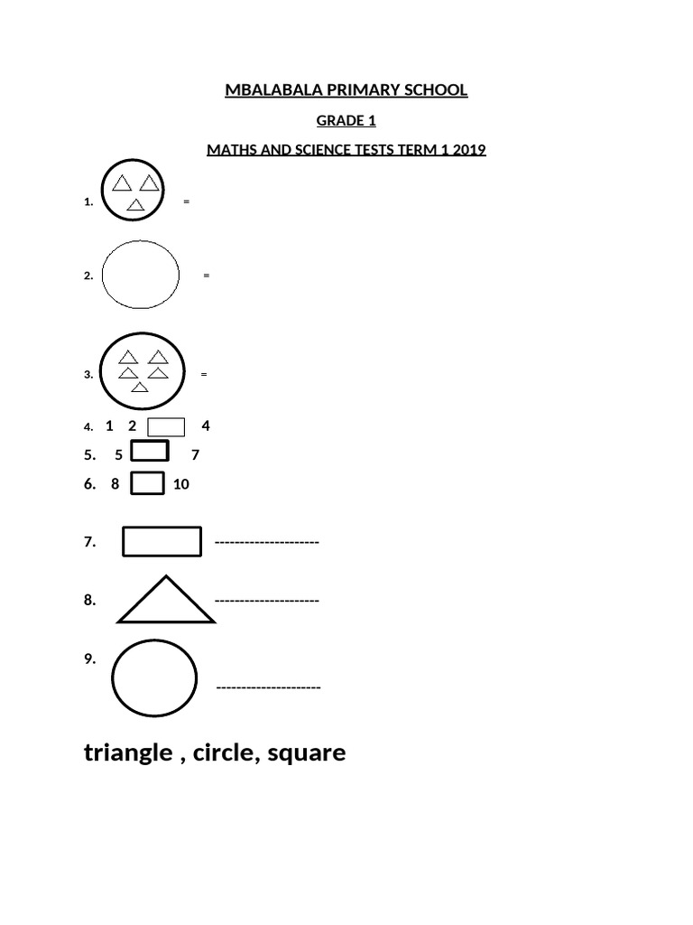 Grade 1 Maths and Science 2019 (Repaired) - 3 | PDF