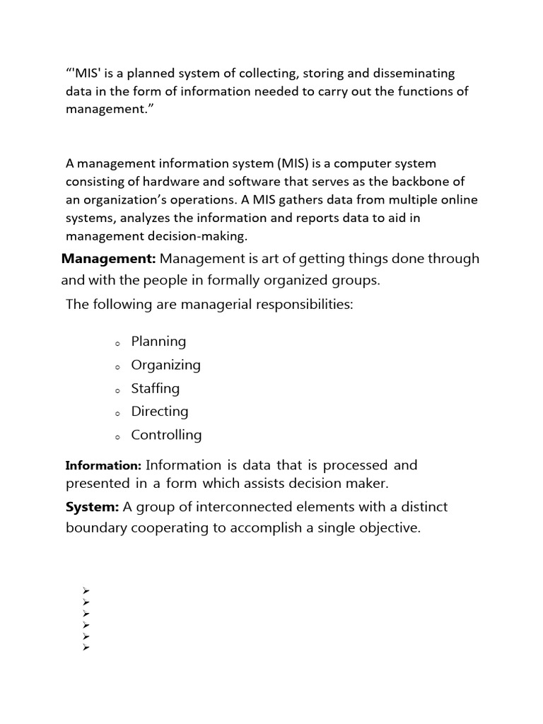 MIS (Management Information System) | PDF