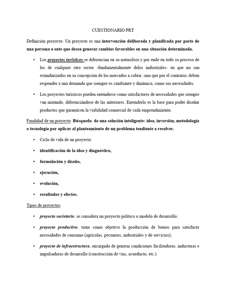 Cuestionario PRT | PDF