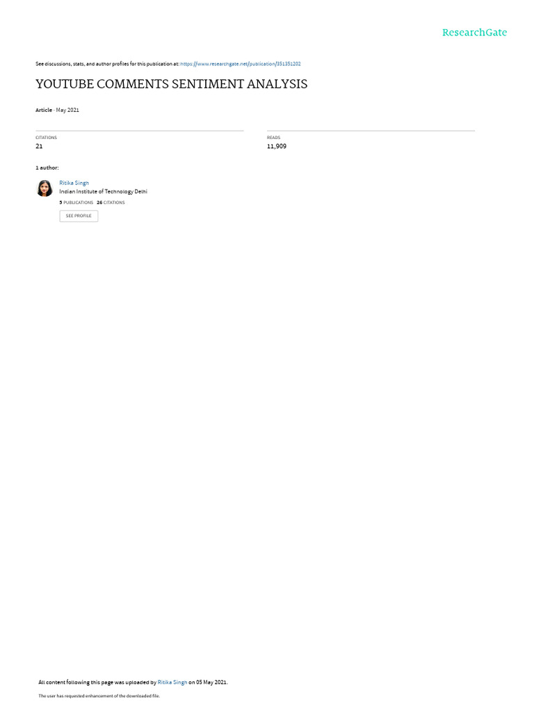 Youtube Comments Sentiment Analysis: Article | PDF | Machine Learning | Statistical Classification