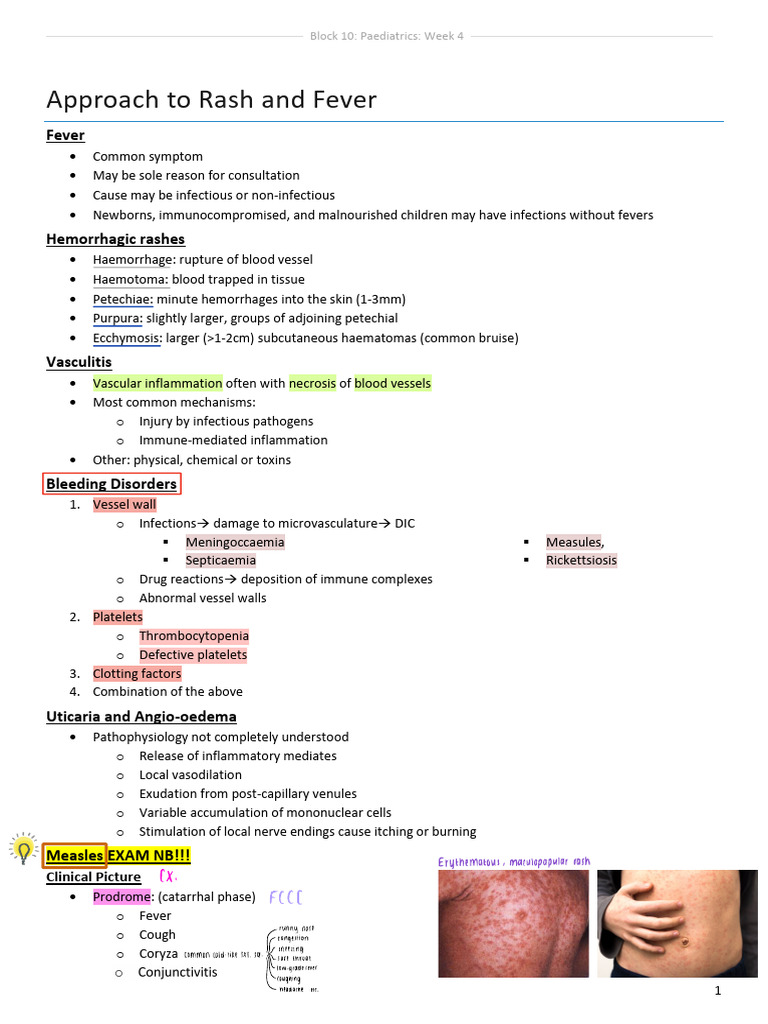 PAEDS Infectious Diseases, Rahes, Fever SUMMARY | PDF | Vaccines | Sepsis