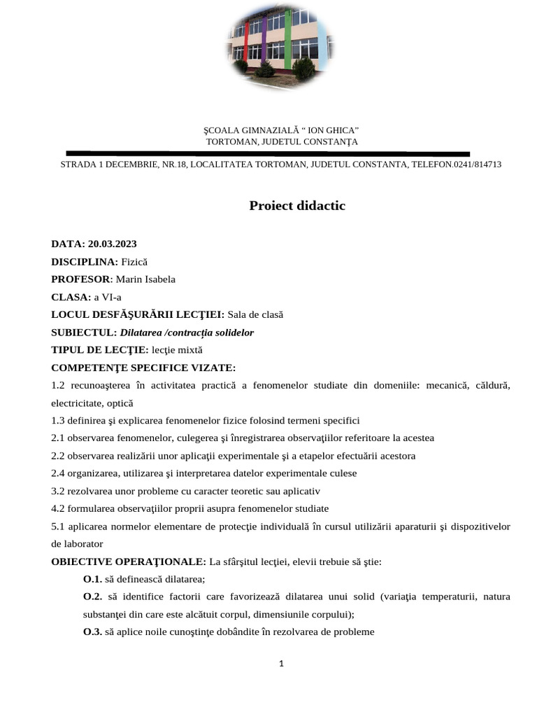 Proiect Didactic - Dilatarea Solidelor | PDF