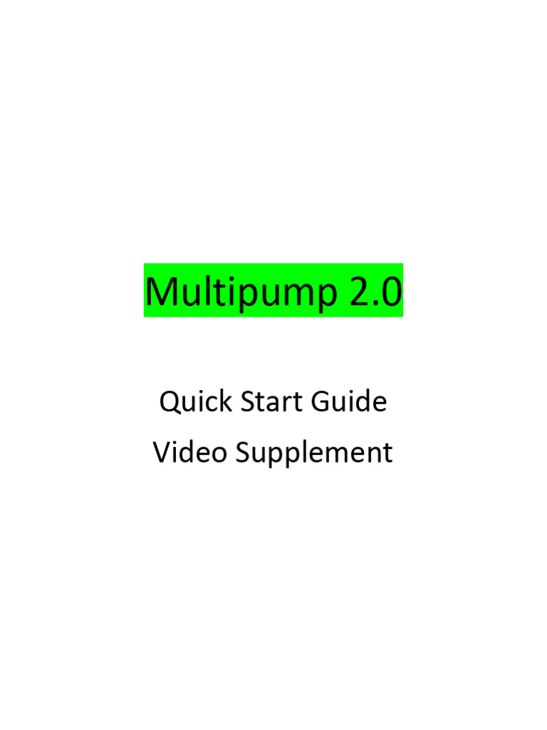 MultiPump 2 Quick Start Guide | PDF