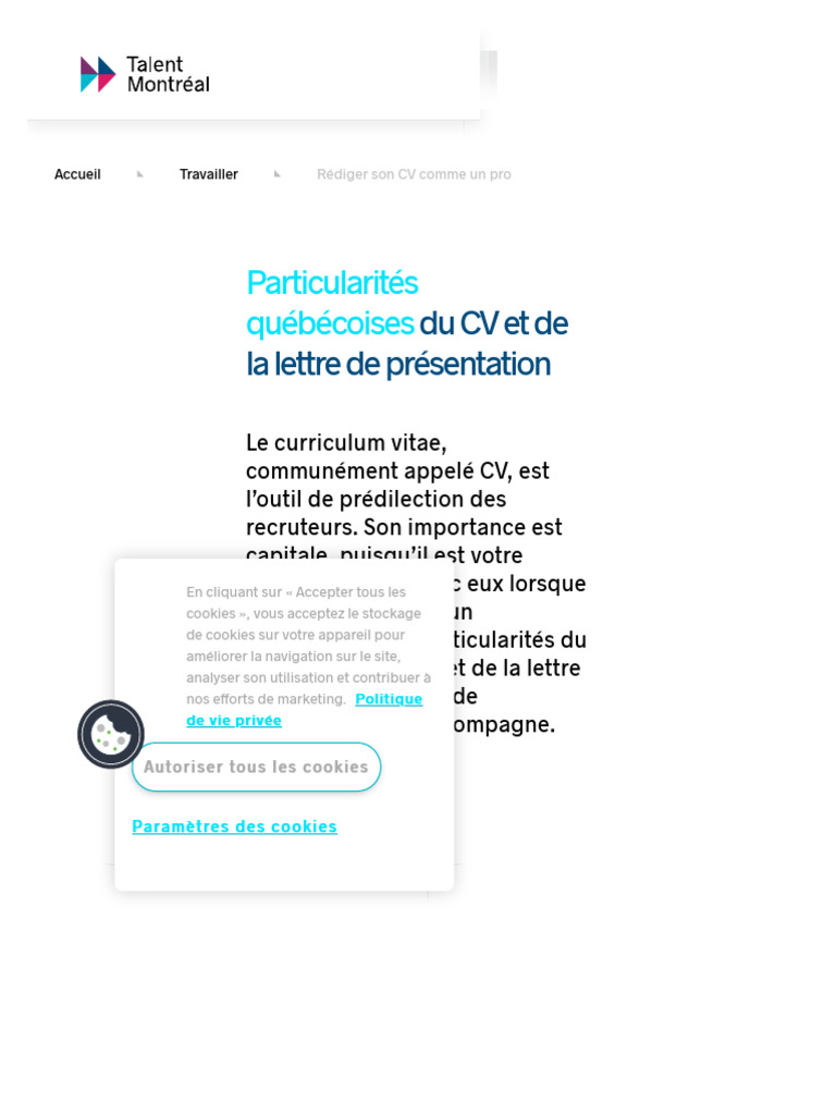 CV Québécois - Exemple Et Format - Comment Faire Un CV Québécois | PDF