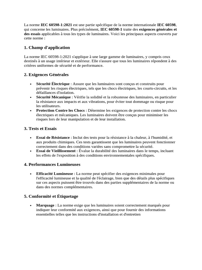 Norme IEC 60598-1:2021 pour Luminaires | PDF | Technology & Engineering