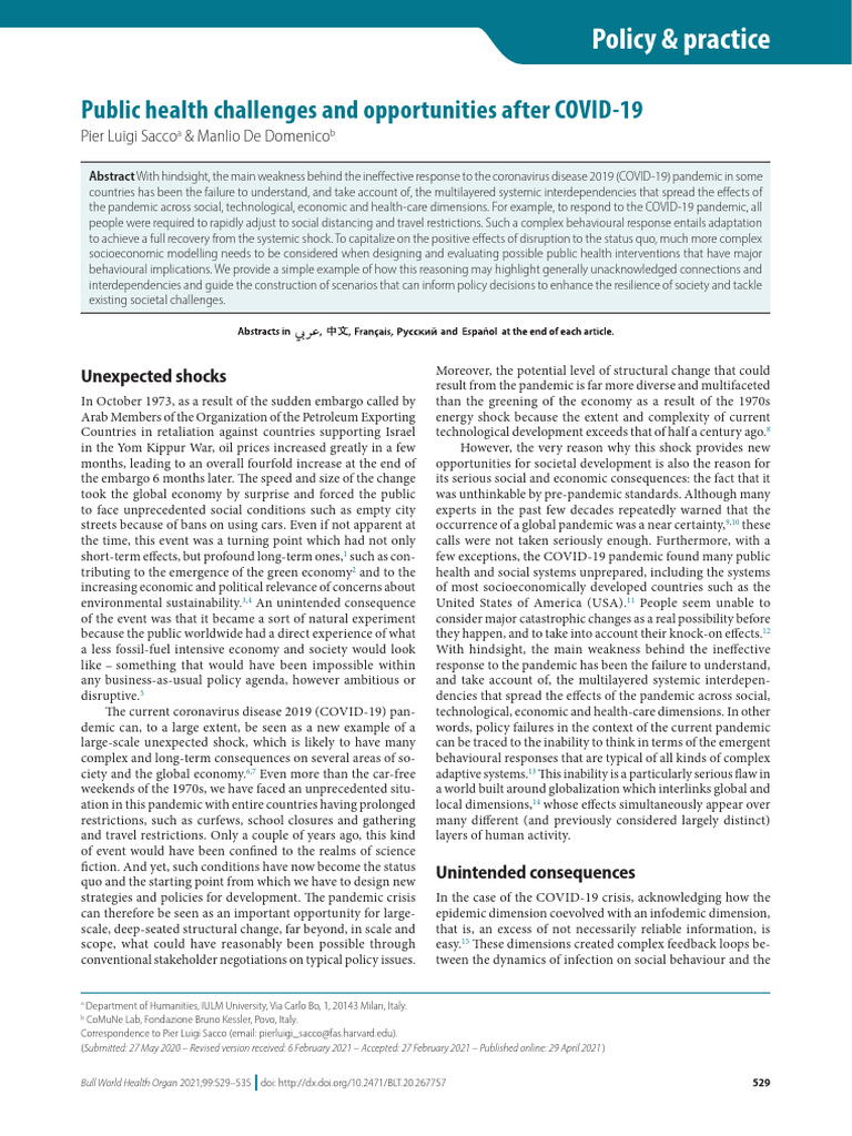 MUN Research Paper Public Health Challenges and Opportunities After ...