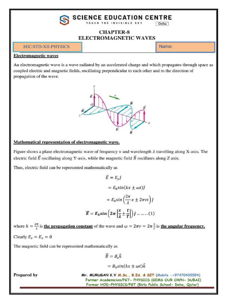 Chapter-8 Electromagnetic Waves | PDF