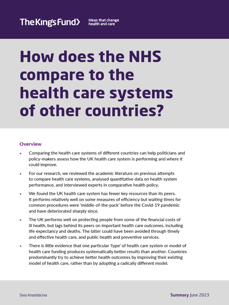 How - NHS - Compares - Summary - 2023 | PDF