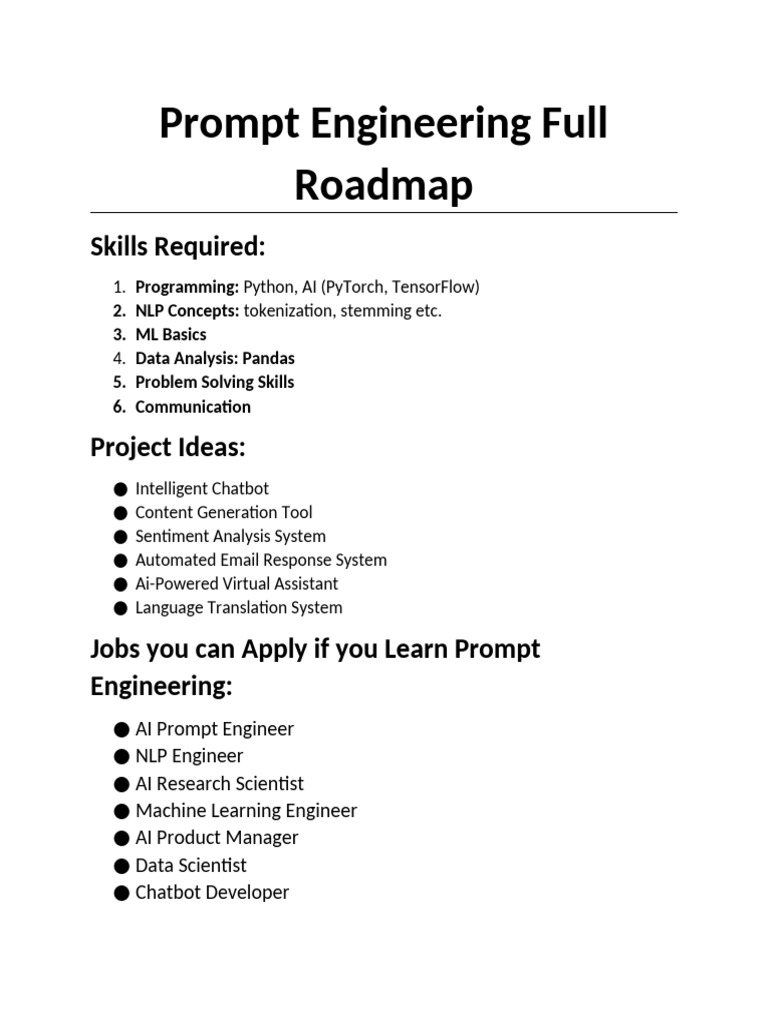 Prompt Engineering Full Roadmap | PDF
