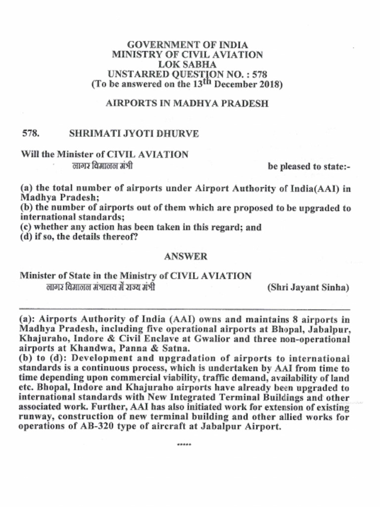 Loksabhaquestions Annex 16 AU578 | PDF