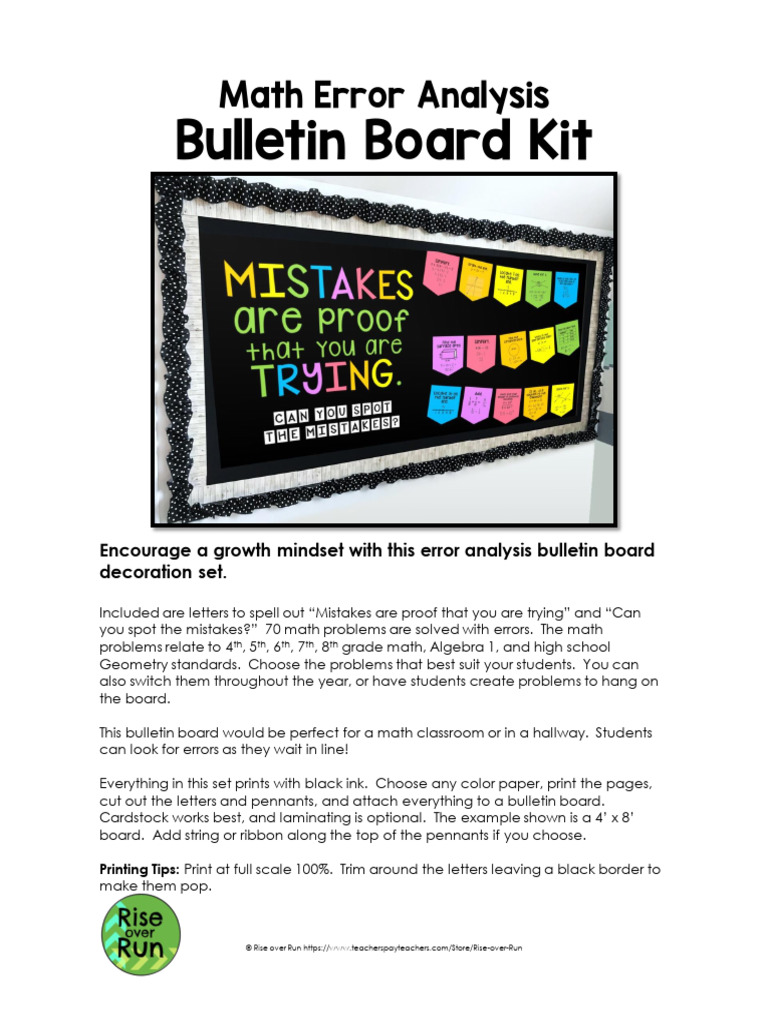 1 - Math Bulletin Board Kit Mistakes Are Proof You Are Trying | PDF
