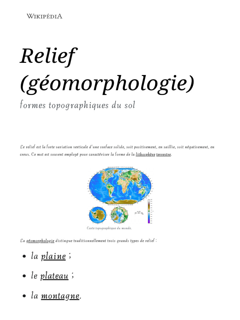 Relief (Géomorphologie) - Wikipédia | PDF