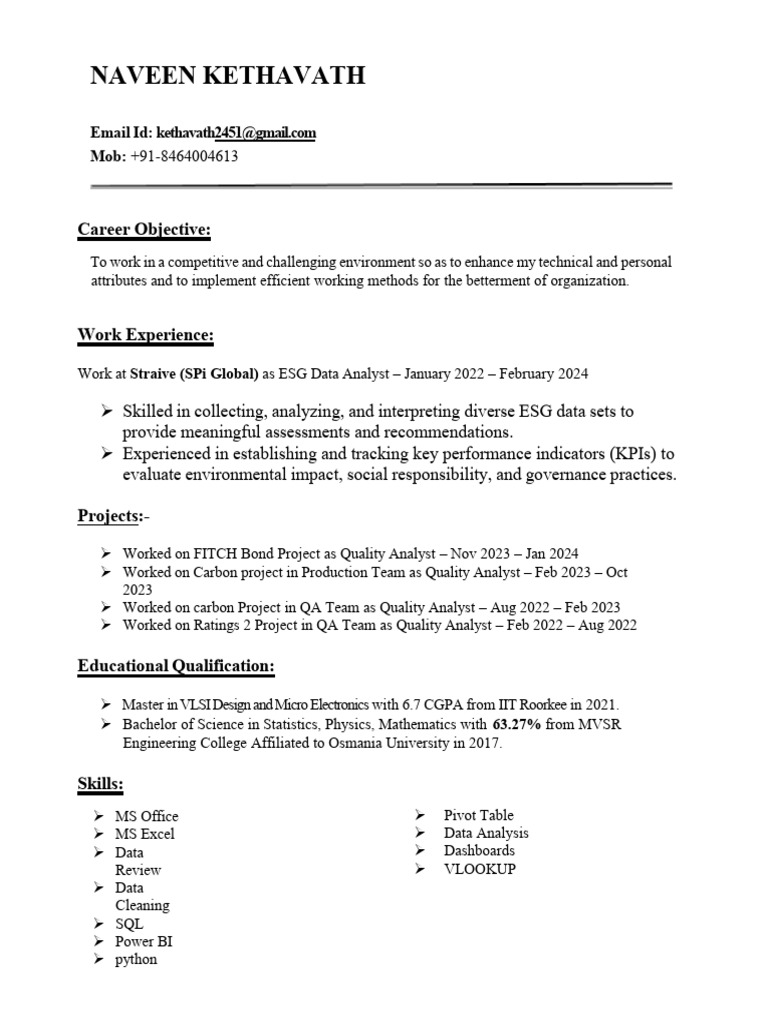 Naveen New CV | PDF