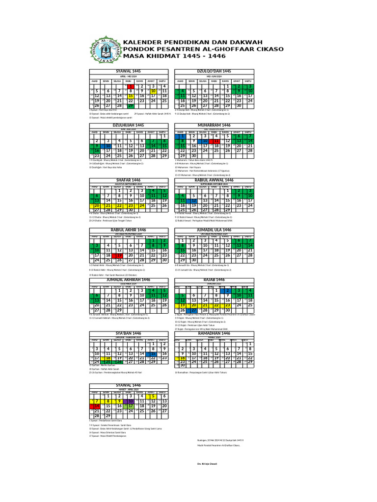 Kalender Pendidikan Pondok 1445 Jadi | PDF