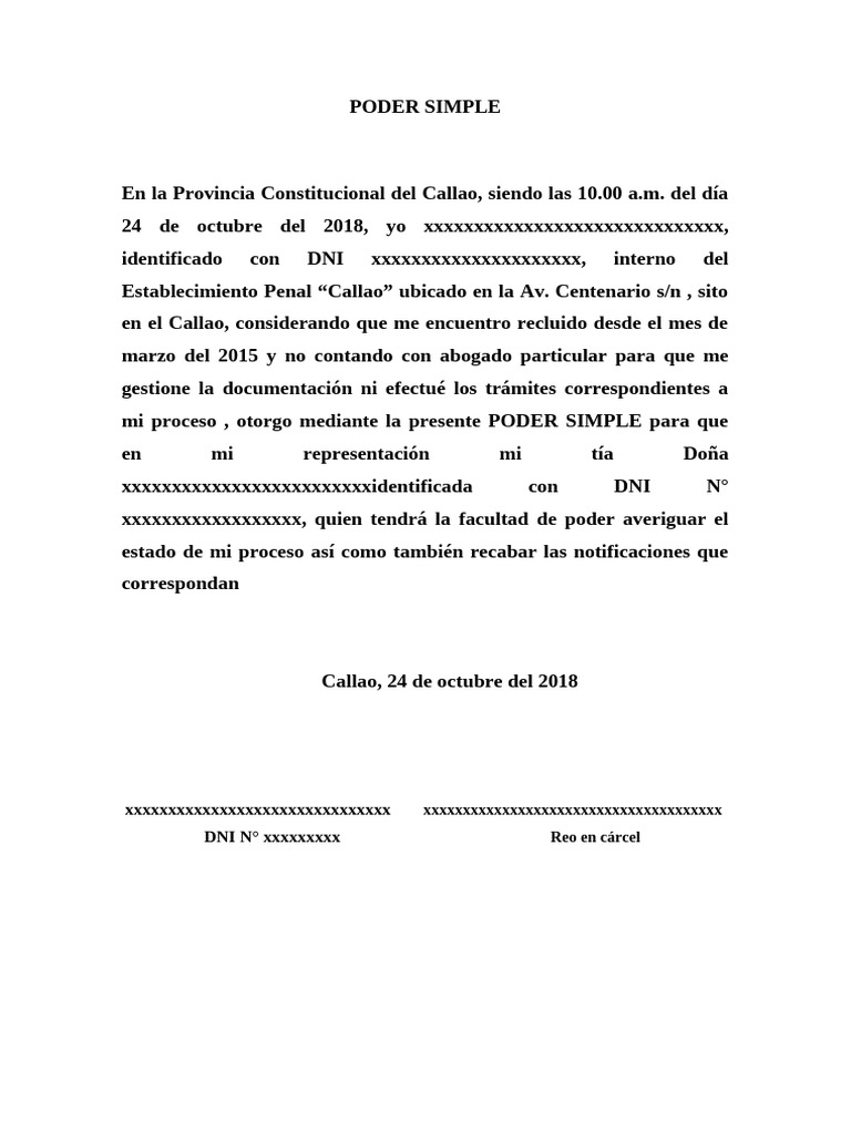 Modelo de PODER SIMPLE | PDF