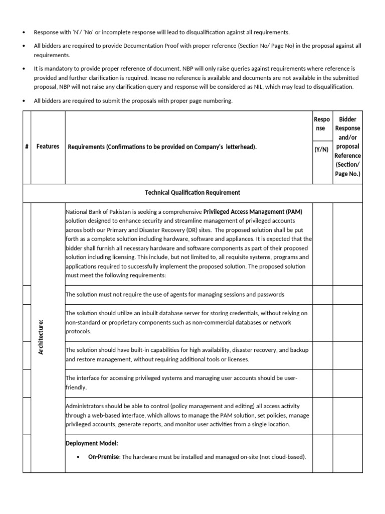 Technical Specifications of PAM - r1 | PDF