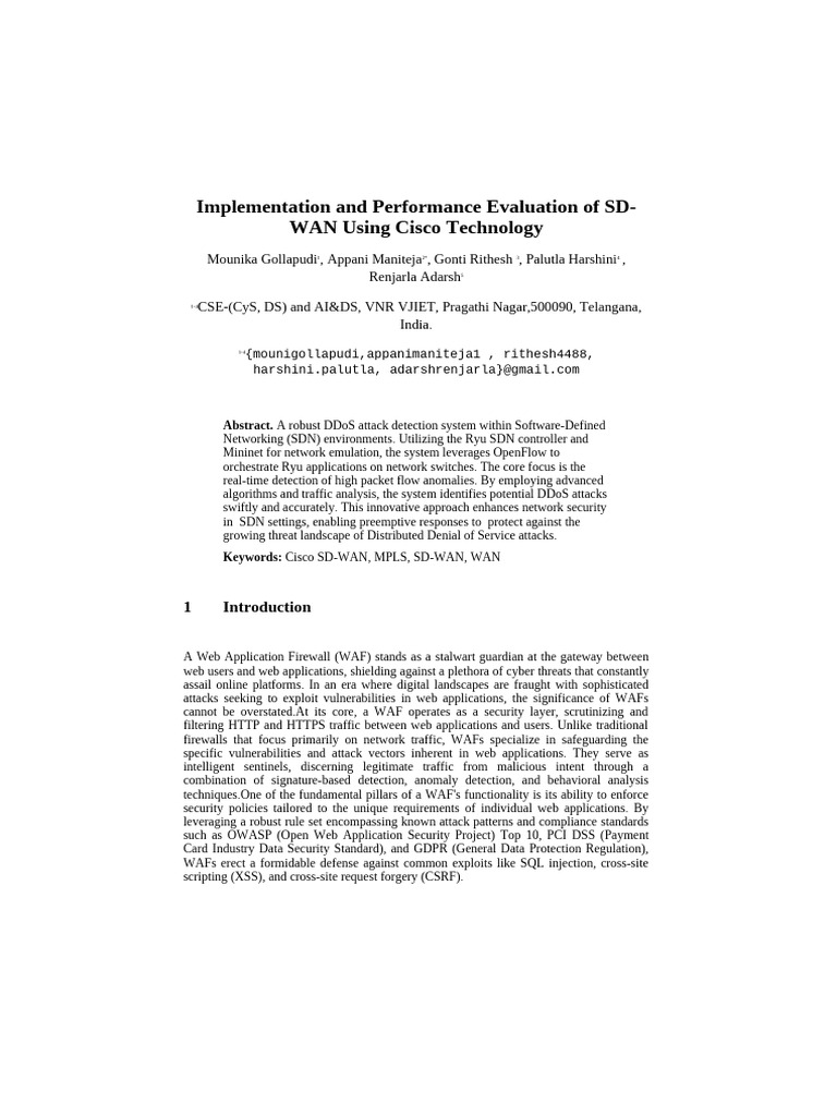 Ddos Detection In Sdn Pdf