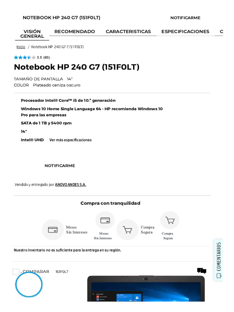 Notebook HP 240 G7 - Tienda HP Chile | PDF