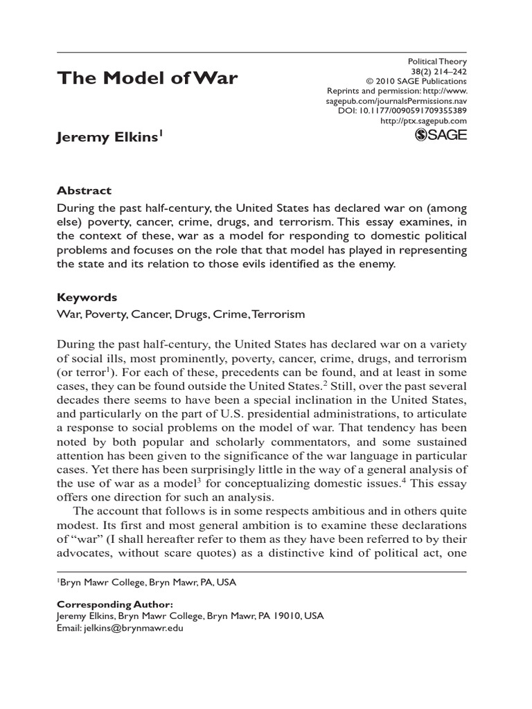 Jeremy Elkins The Model of War | PDF | Crimes | Crime & Violence