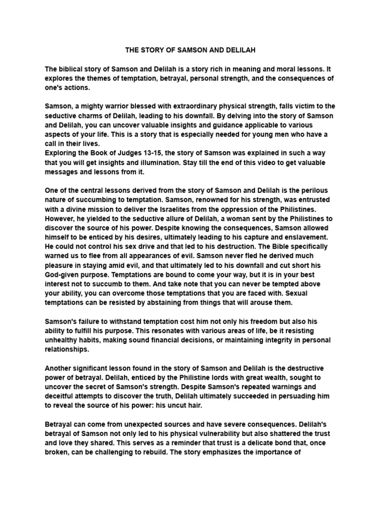 The Story of Samson and Delilah | PDF