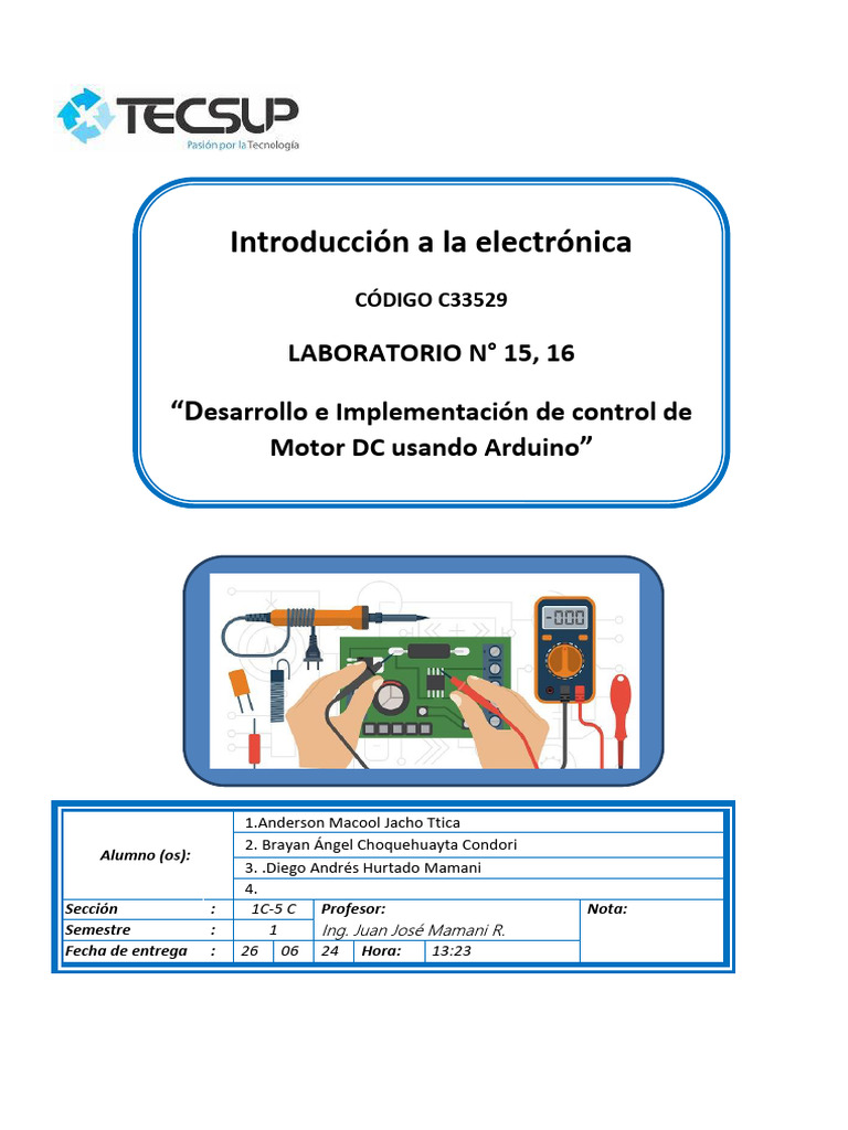 Lab.15, 16 - Desarrollo e Implementacion de Control de Motor DC Usando Arduino - 2024 - 02 | PDF ...