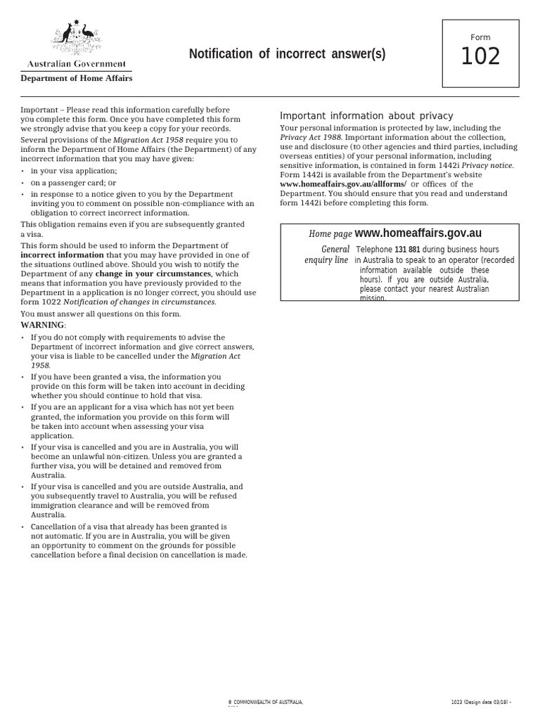 Form of Incorrect Info | PDF