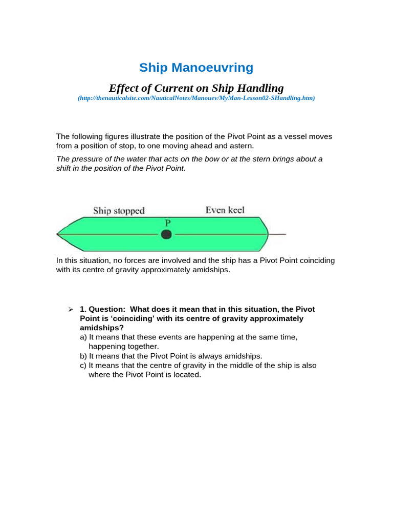 1ship Manoeuvring - Effect of Current On Ship Handling - Unit 6 ...