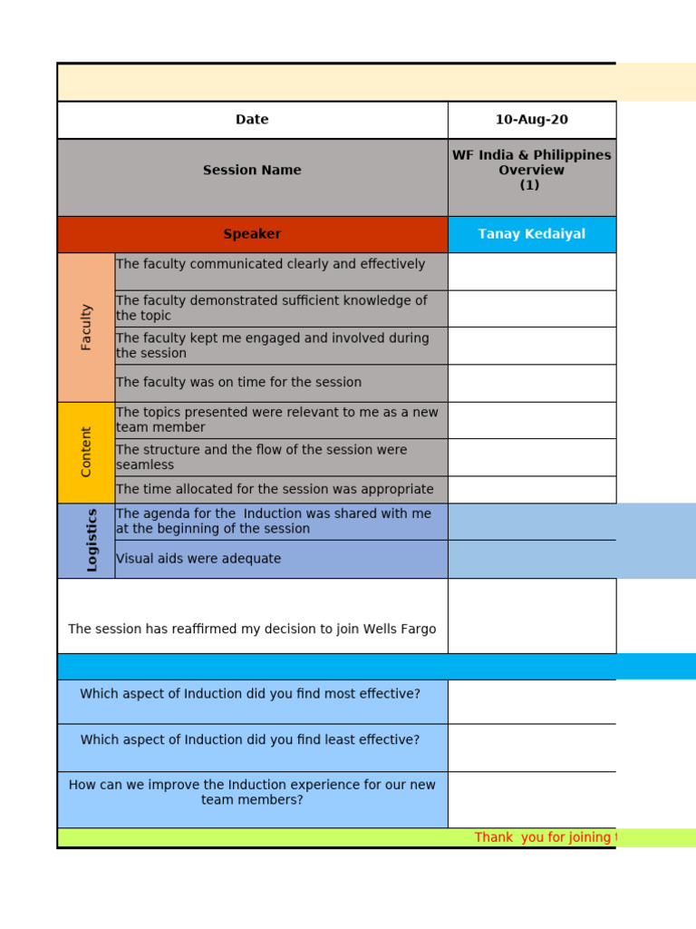 Virtual Induction Feedback Form - 10th Aug'20 | PDF