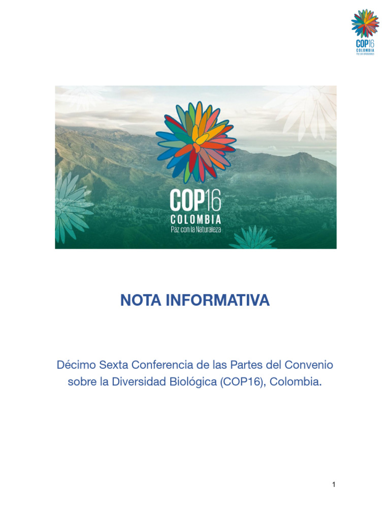 Nota Informativa de Participación COP16 | PDF