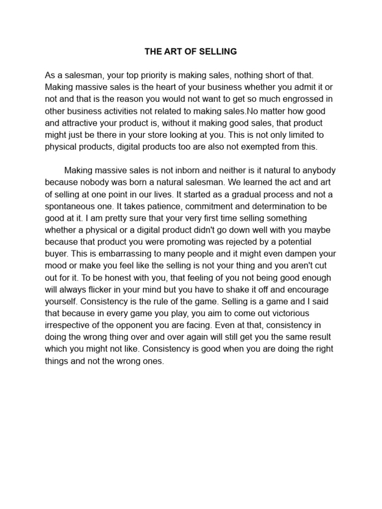 The Art of Selling | PDF
