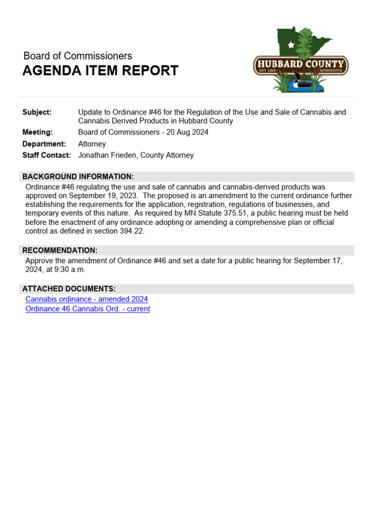 Hubbard County Cannabis Ordinance Update | PDF | Cannabis