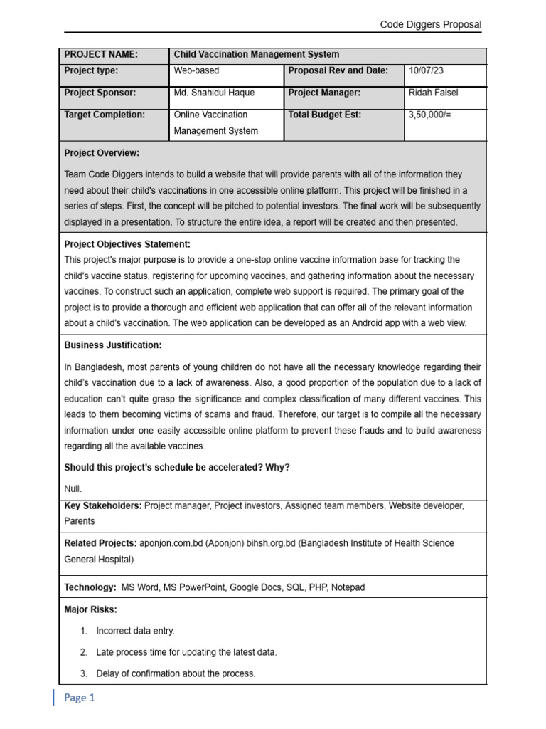 Code Diggers Project Proposal FINAL | PDF Code Diggers Project Proposal FINAL | PDF