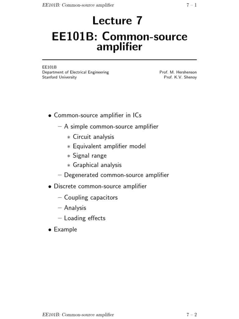 EE101B: Common-Source Amplifier | PDF | Field Effect Transistor | Capacitor