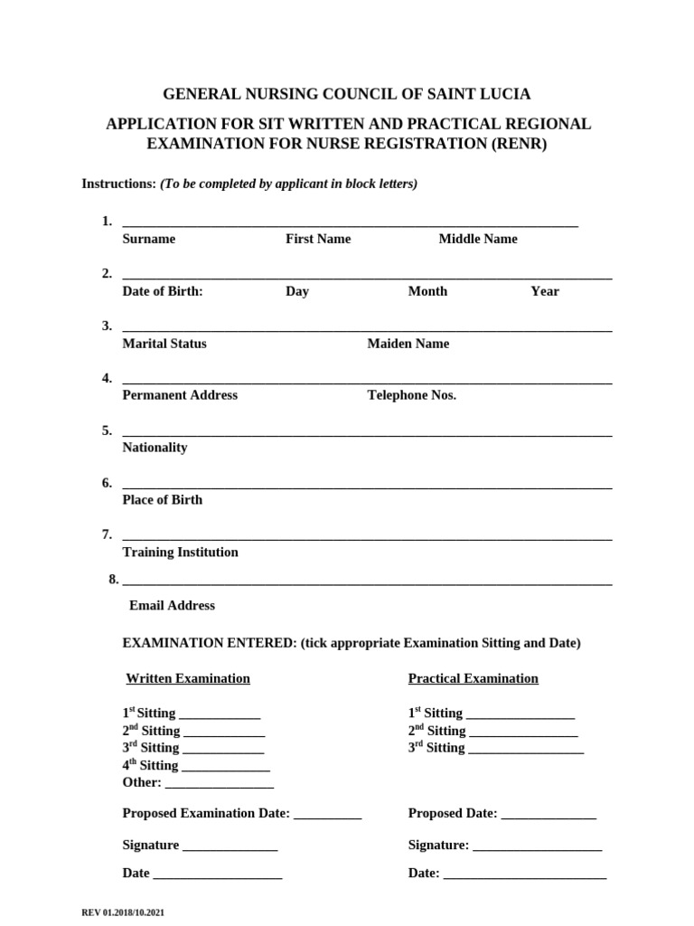 Nurse Registration Exam Application Form | PDF | Finance & Money Management