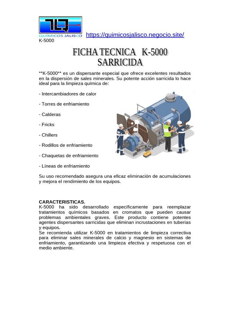 FICHA TECNICA K-5000 Sarricida Caldera | PDF