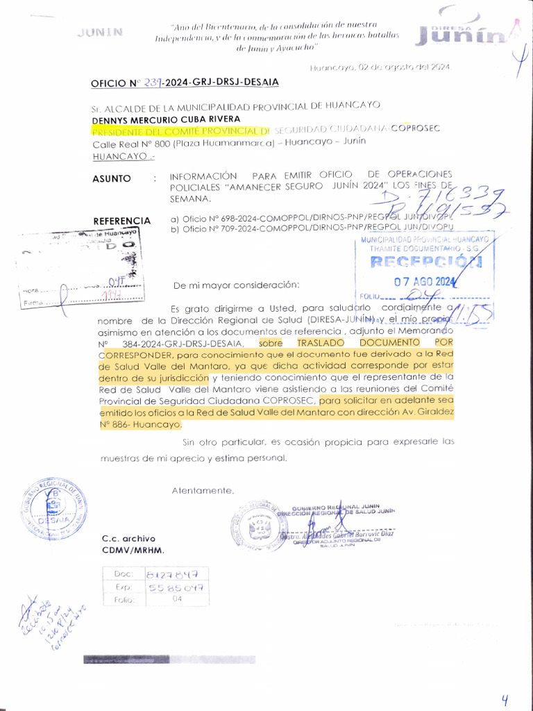 Oficio 239 DRSJ | PDF