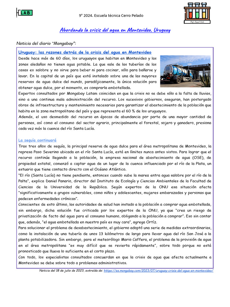 Abordando La Crisis Del Agua en Montevideo, Uruguay | PDF | Agua | Uruguay