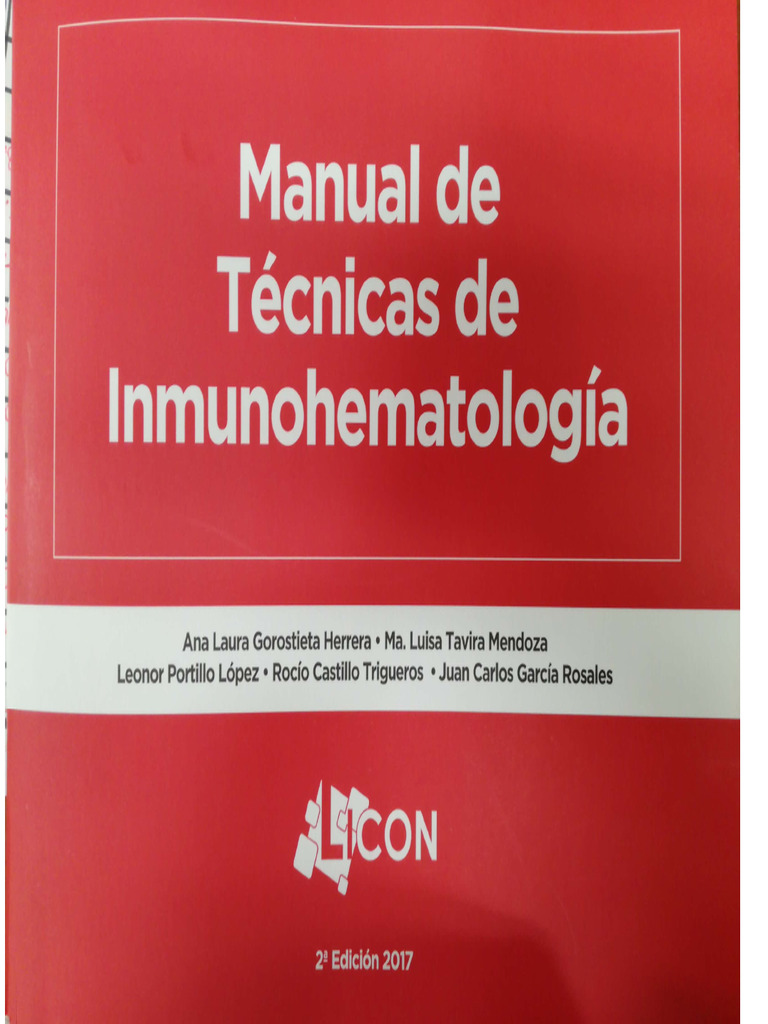 Manual de Técnicas de Inmunohematologia Licon | PDF