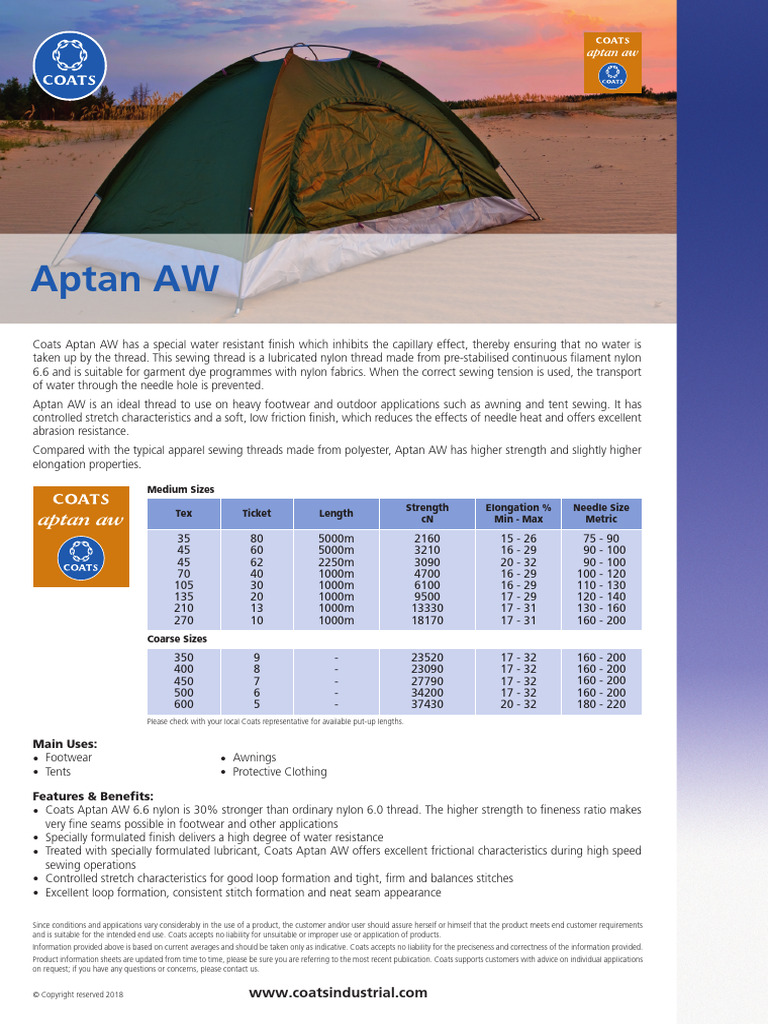 Aptan AW Product Information | PDF