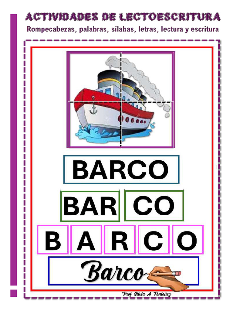 1 - Rompecabezas - Palabras - Sílabas - Letras - Lectura - Escritura ...